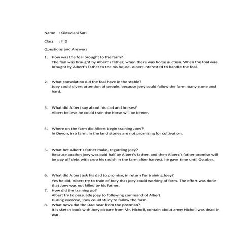 war horse | DOCX | Death, Injury, or Military Conflict | Sensitive Topics