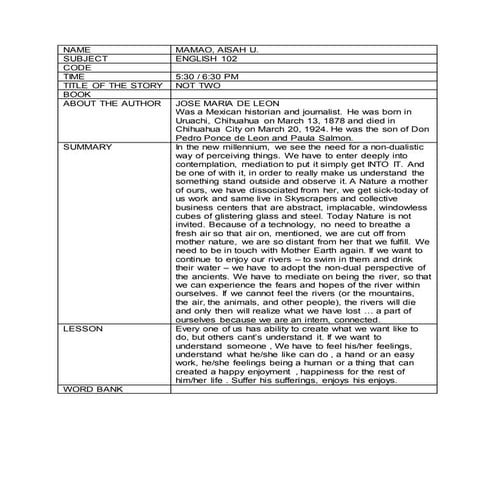 Name | DOCX | Family and Relationships