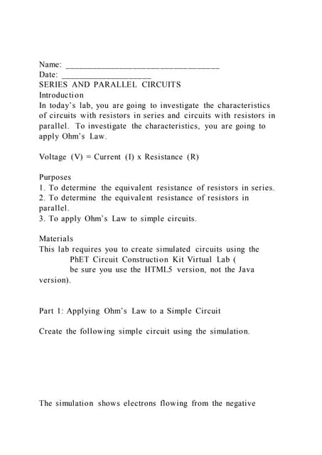 Page 1 of 4 Direct Current (DC) Circuits Introduct.docx