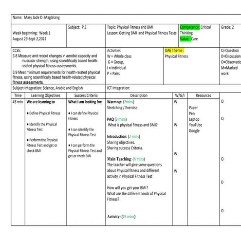 lesson plan g6 | DOCX