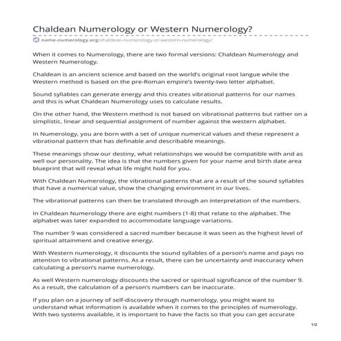 Chaldean Numerology or Western Numerology? | PDF