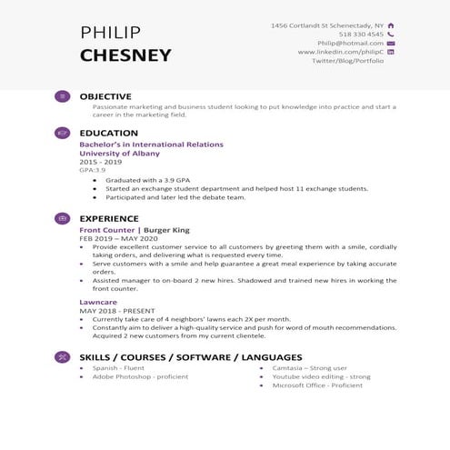 Resume Template For High School or College Students | PDF