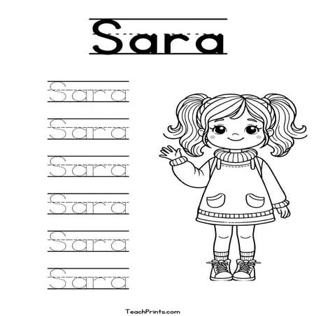Name Sara work sheet with kids drawingss | PDF