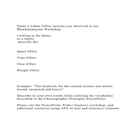 Name 3 Laban Effort Actions you observed in our Bharatanatayam.docx