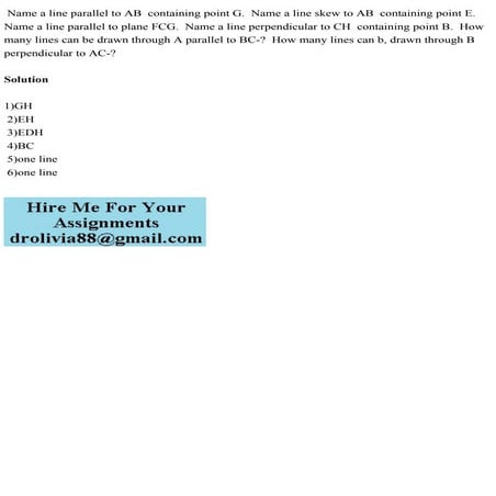 Name a line parallel to AB containing point G. Name a line skew to .pdf