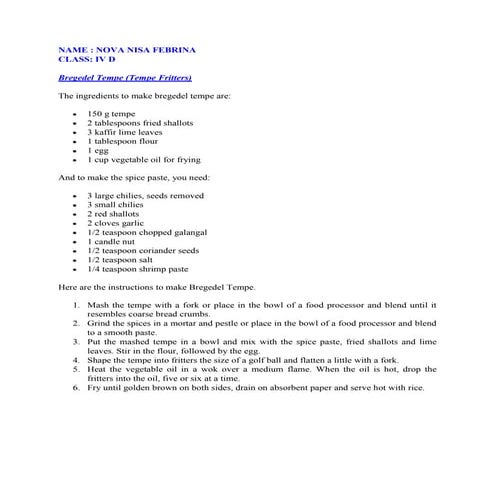 Procedure text how to make a bregedel tempe | PPT
