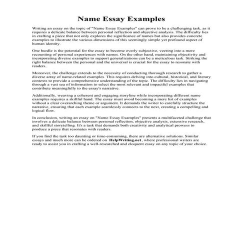 Name Essay Examples. About The Namesake - Free Essay Example PapersOwl.com