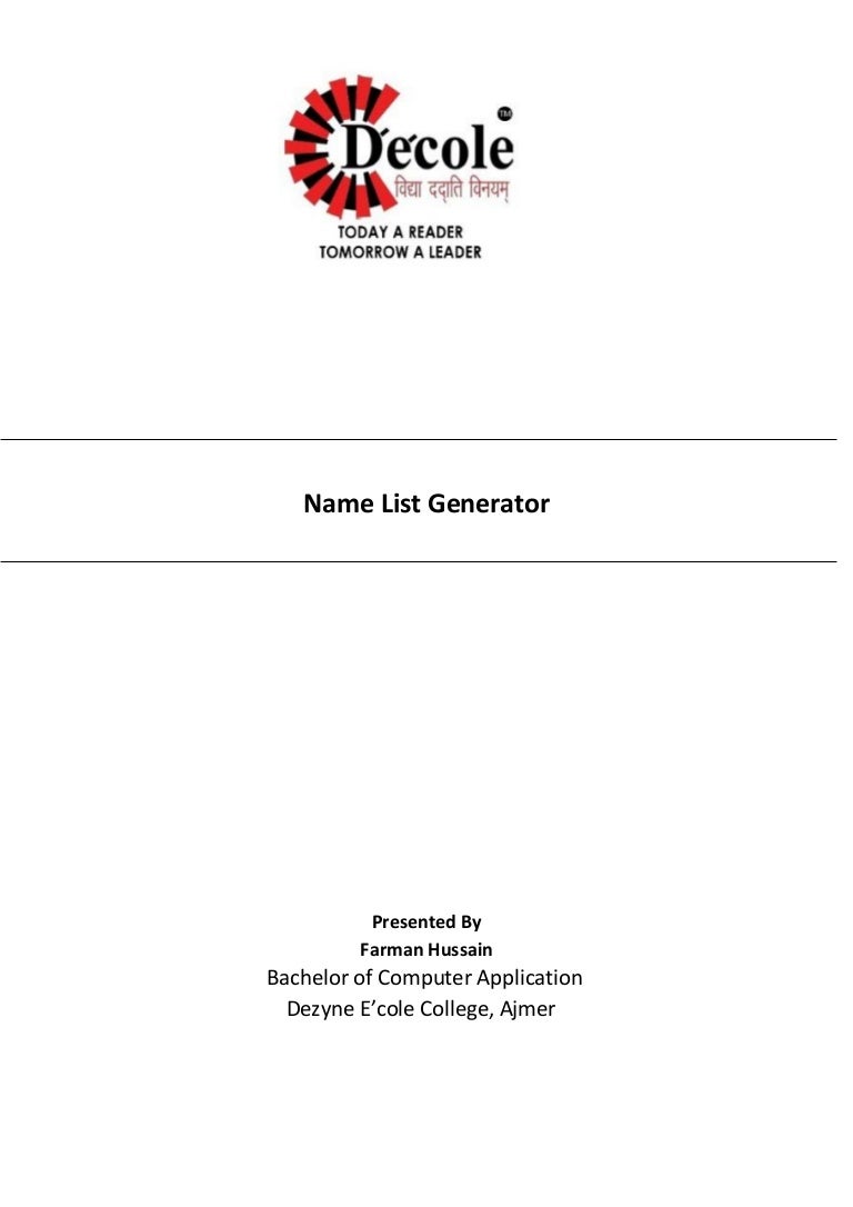 Name List Generator name-list-generator