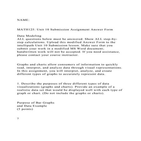 NAMEMATH125 Unit 10 Submission Assignment Answer FormD.docx