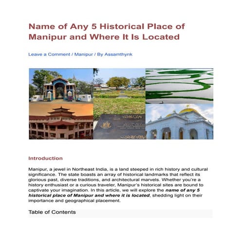 Name of Any 5 Historical Place of Manipur and Where It Is Located.pdf
