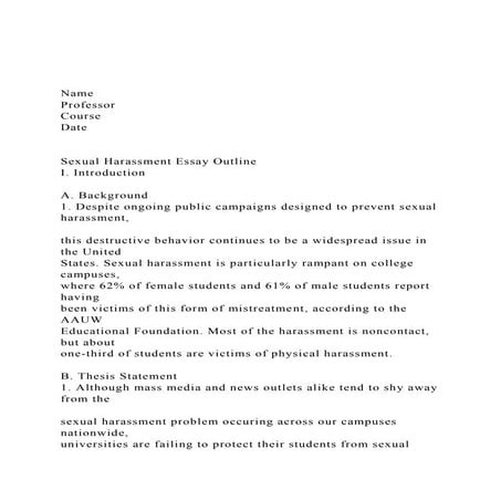 Name Professor Course Date Sexual Harassment .docx