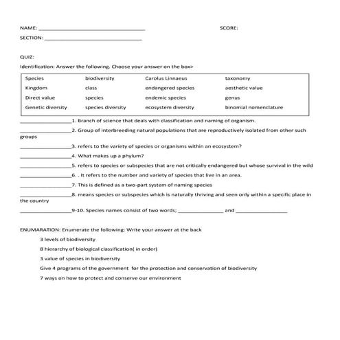 quiz about biodiversity science 8 quarter 4uiz.docx