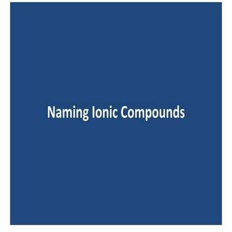 Naming Ionic Compounds | PDF