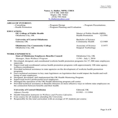 Nancy A Cv 2011 | DOC
