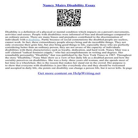 Nancy Mairs Essay | PDF