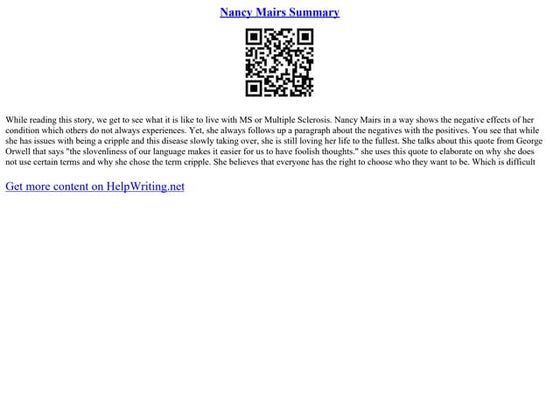 Nancy Mairs Essay | PDF