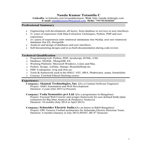 Nanda kumar CV | PDF