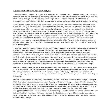 Nando's radio analysis | DOCX