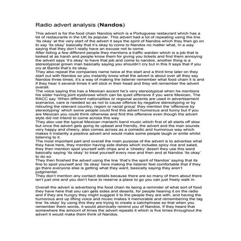 Nandos radio advert | DOCX