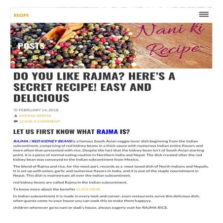 Rajma Recipe | PDF