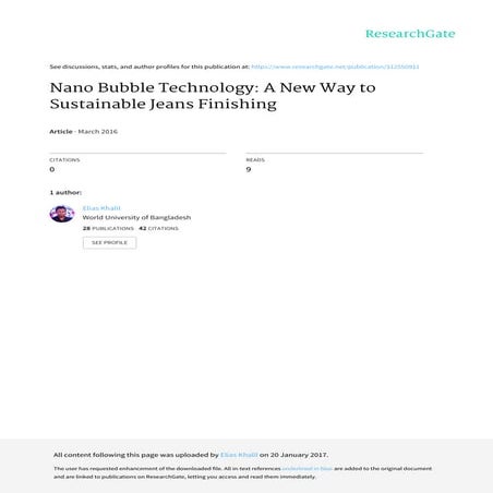 Nano bubble technology a new way to sustainable jeans finishing | PDF ...