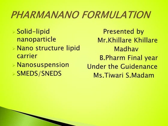 Solid lipid nanoparticles | PPTX | Chemistry | Science