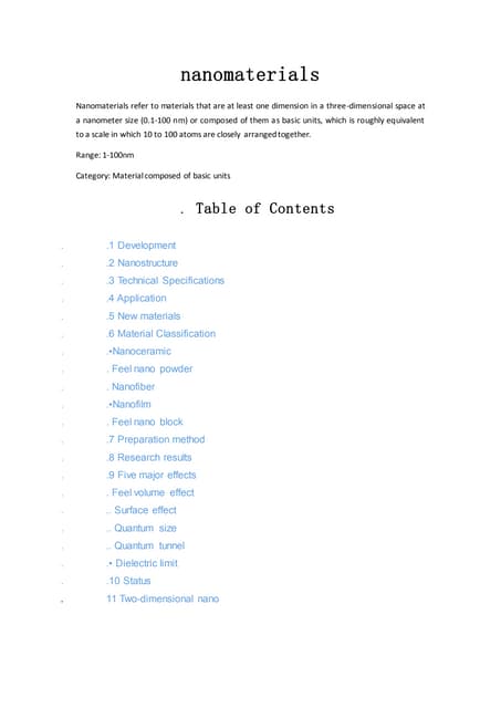 Nanomaterials and their classification | PPTX