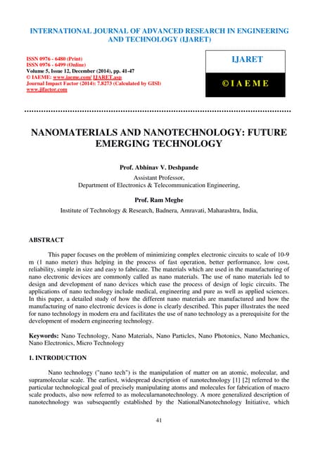 Nanotechnology question bank part 1 | PPTX