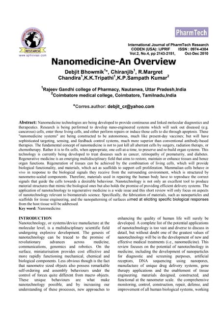 APPLICATION OF NANO-TECHNOLOGY IN MEDICAL FIELD | PPTX