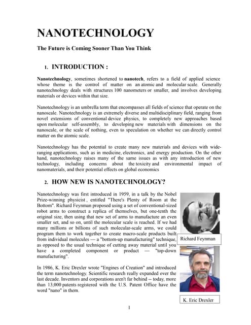 Nanotechnology ppt | PPTX | Chemistry | Science