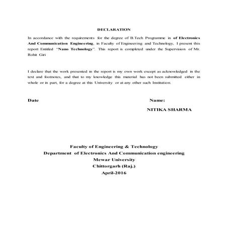 Nano technology 1 declaration | DOCX