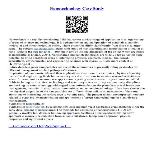 Nanotechnology Case Study | PDF
