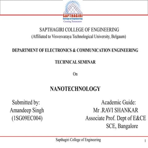 Nanotechnology finalyear | PPT