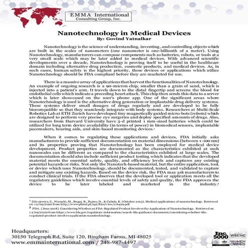 Nanotechnology in Medical Devices | DOCX