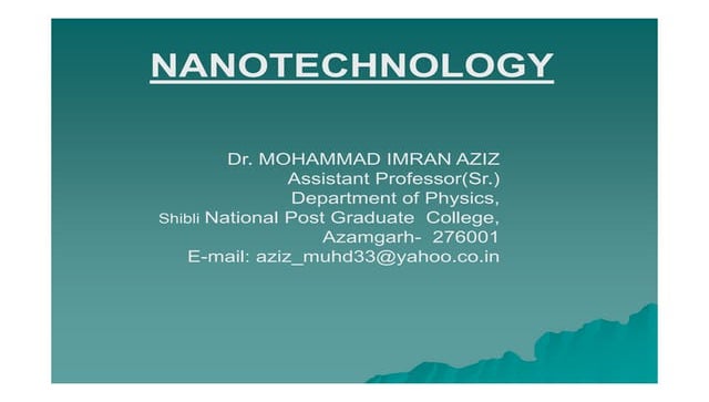 Nano materials in bomb detection ppt | PPT