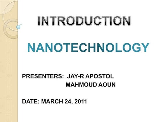 Nanotechnology ppt | PPTX | Chemistry | Science