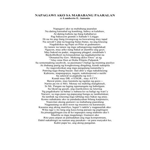 Napagawi ako sa mababang paaralan | DOCX