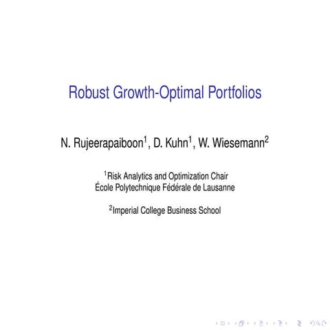 Robust Growth-Optimal Portfolios | PDF