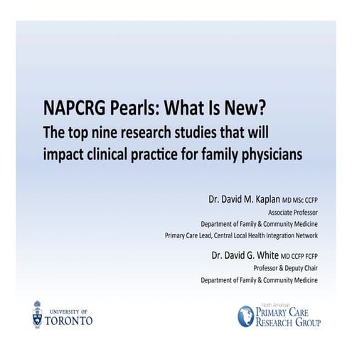 NAPCRG Pearls: What Is New? The top nine research studies that will ...