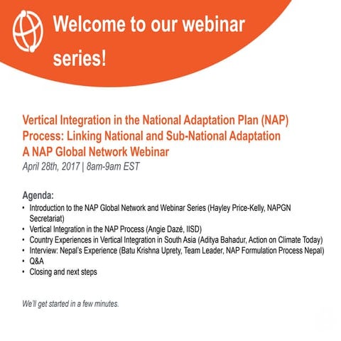 NAP Global Network Webinar Series | Vertical Integration in the National Adaptation Plan (NAP ...
