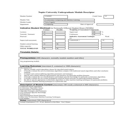 Napier University Undergraduate Module Descriptor | PDF