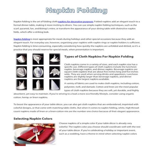 Napkin folding | PDF