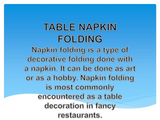 Types of napkins | DOCX