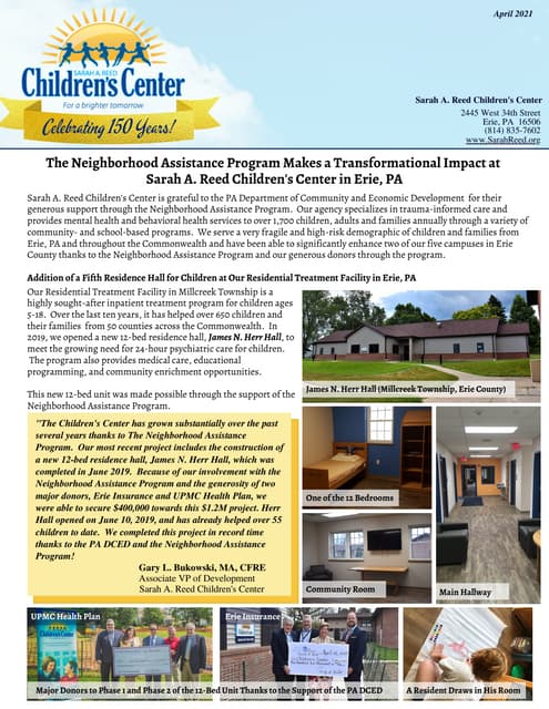 150th Anniversary Expansion Sarah A Reed Children's Center 5.8.19 (2) | PDF