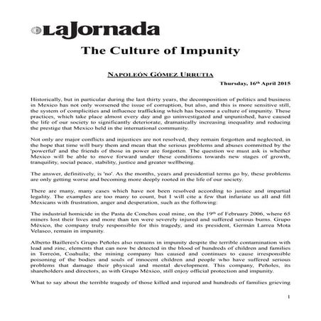 The Culture of Impunity | PDF