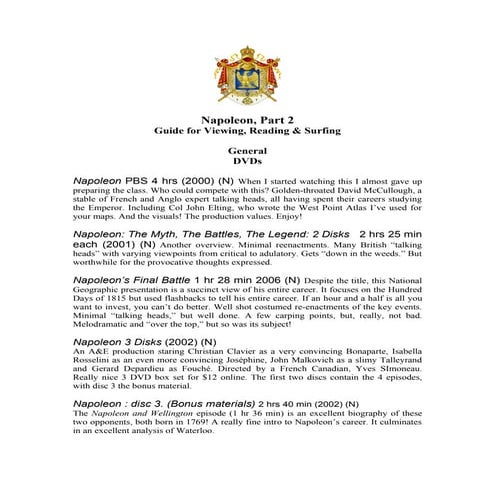 Napoleon part 2 readings and viewings | PDF