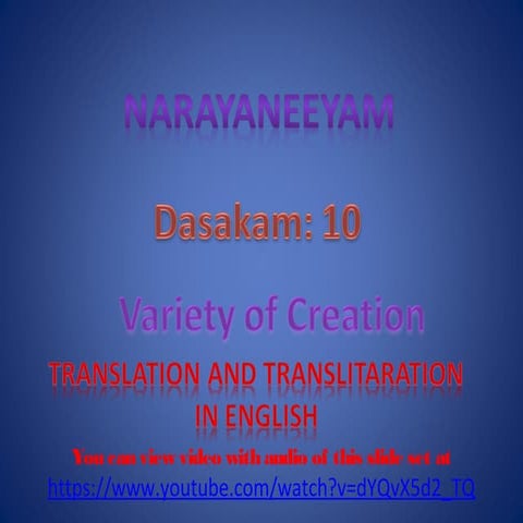 Narayaneeyam english canto 010 | PPT