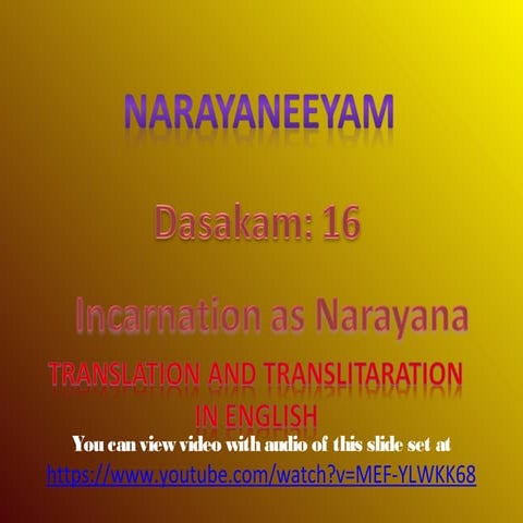 Narayaneeyam English Canto 016 | PPT | Hinduism | Religion & Spirituality