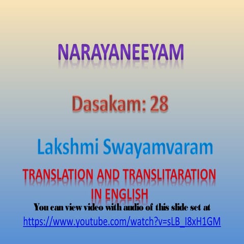 Narayaneeyam English Canto 028 | PPT