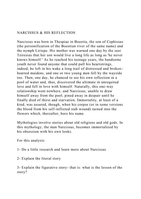 The myth of narcissus and echo ( their traces in the modern world) | PDF